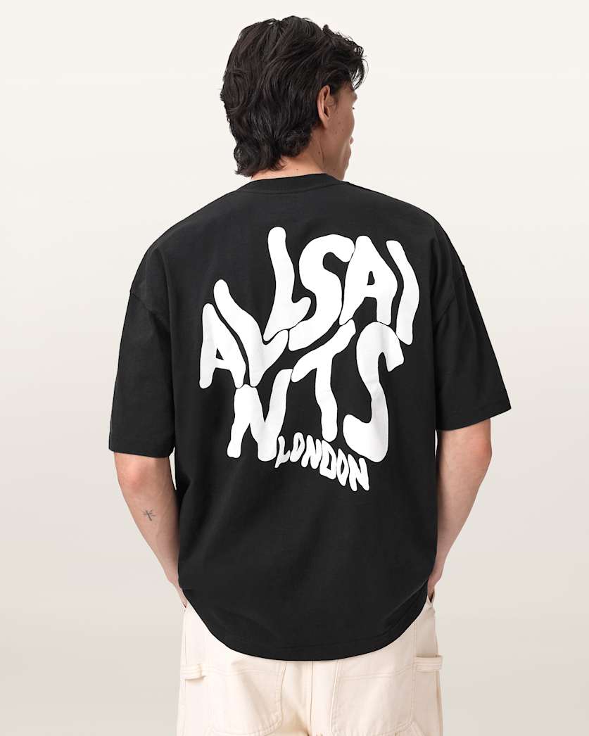 Orlando Logo Print Oversized T-Shirt Jet Black | ALLSAINTS